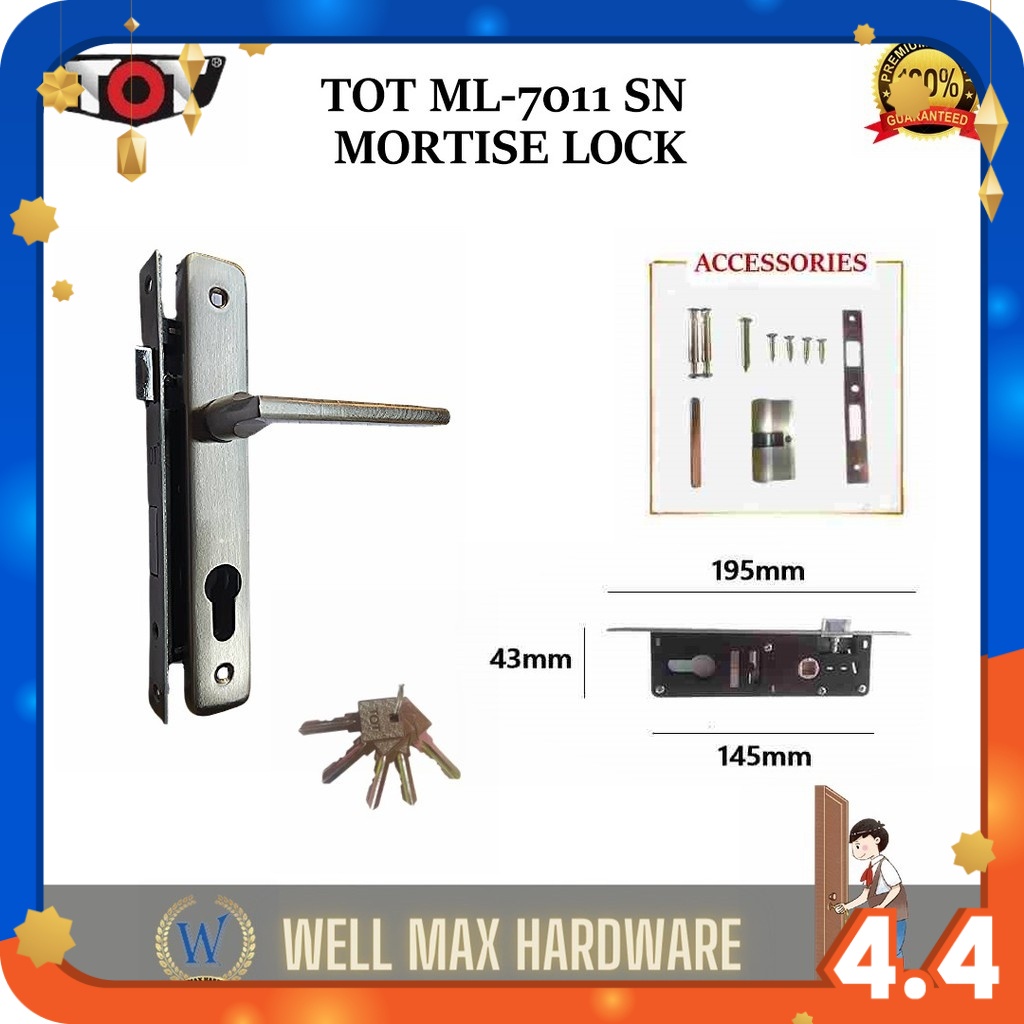 TOT MORTISE LEVER BROWN Grille Door Lock set Standard Steel | Shopee ...