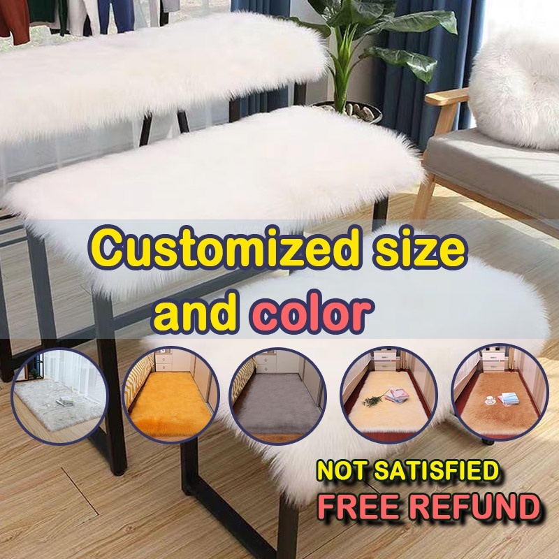 fluffy wool rug White Plush Floor Mat White Plush Karpet Bulu Fluffy ...