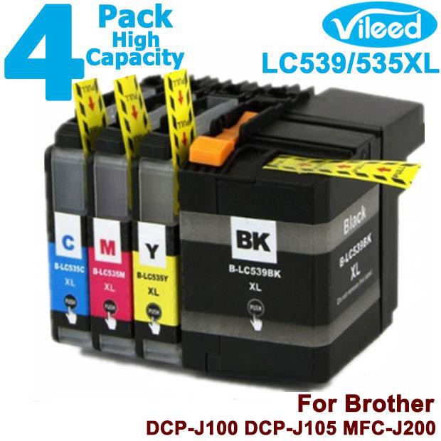 Vileed 4 Pack Lc539xl Lc535xl For Brother Full Set Print Ink Cartridge ...