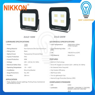 Nikkon Draco Zulo 30W / 50W / 100W/ 150W / 200W LED Floodlight | Outdoor Weatherproof IP65 ...