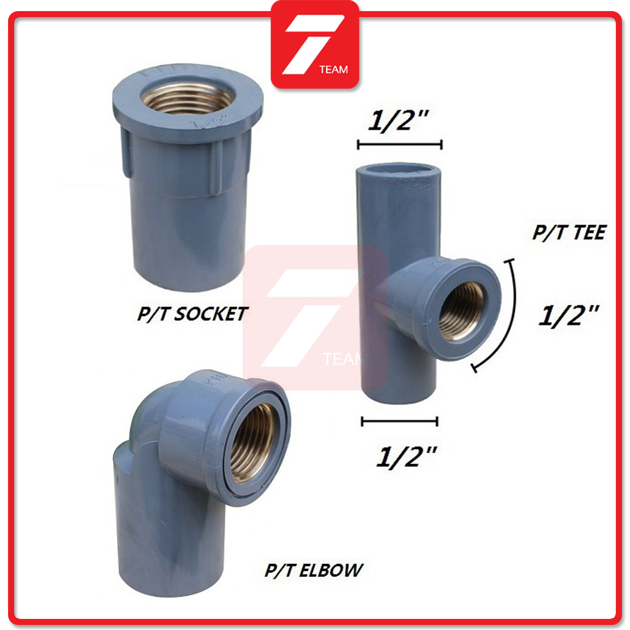 PVC Fitting Brass Thread P/T Elbow , P/T TEE , P/T SOCKET 15MM | Shopee Malaysia