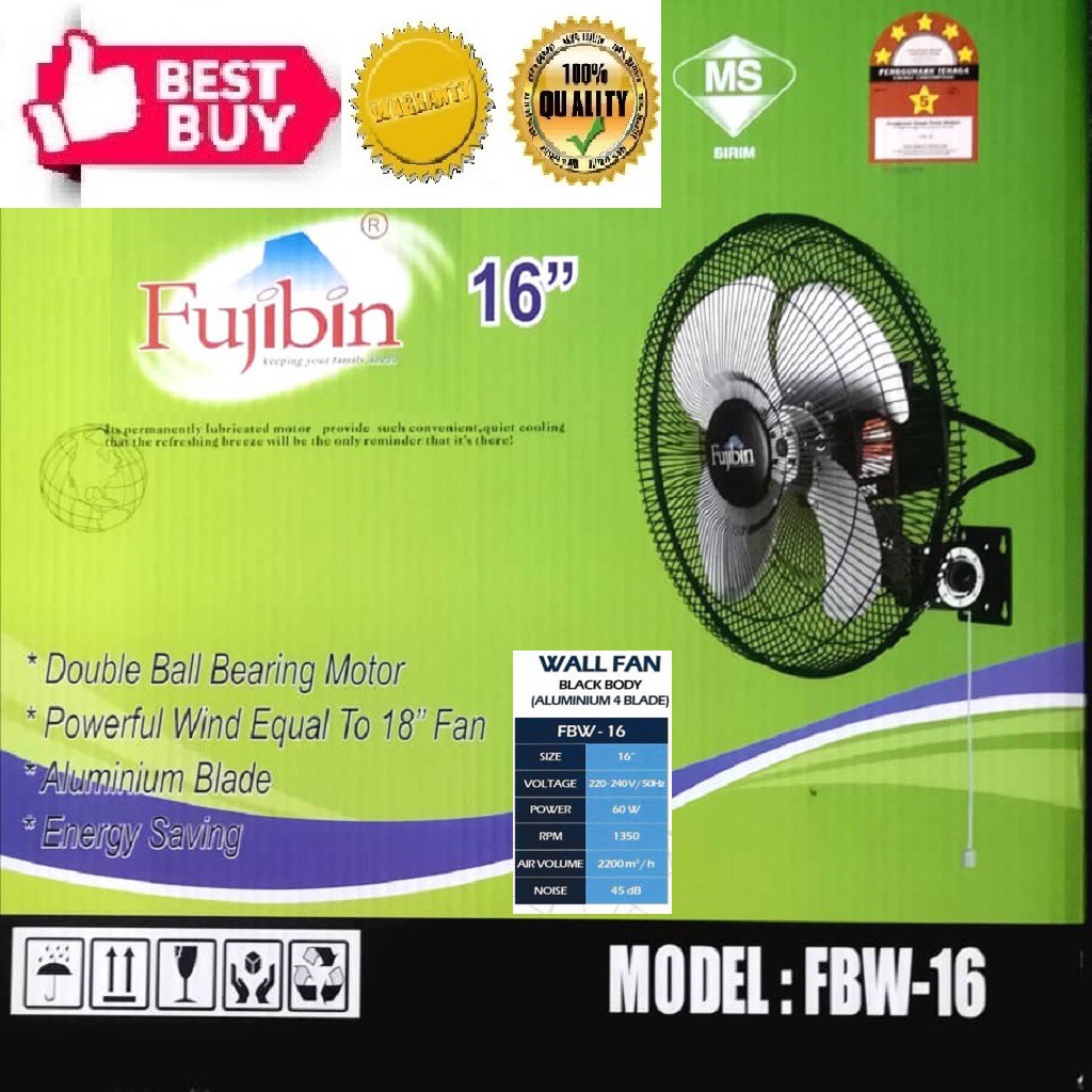 FUJIBIN 16'' WALL FAN (BLACK) | Shopee Malaysia