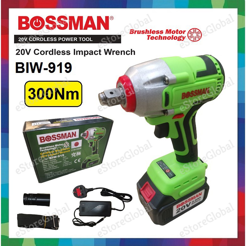 BOSSMAN 1/2 Inch 20v Cordless Impact Wrench 300Nm BIW919 BIW 919 ...