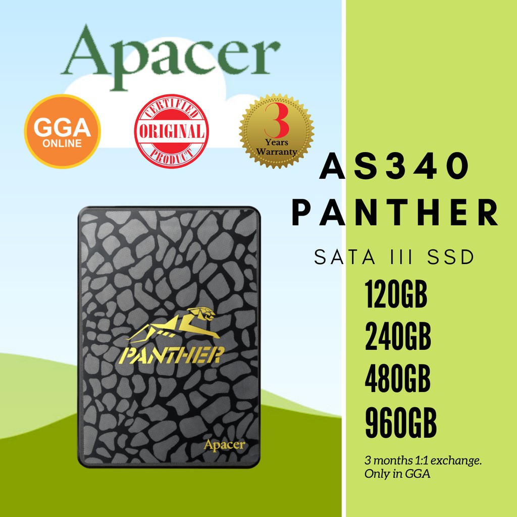 APACER AS340 2.5" SSD PANTHER SATA III 120GB & 240GB & 480GB & 960GB ...