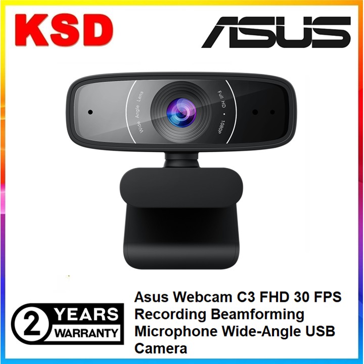 Asus Webcam C3 FHD 30 FPS Recording Beamforming Microphone Wide-Angle ...