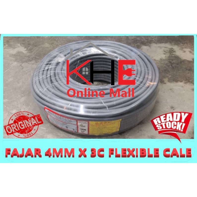 FAJAR 4MM X 3CORE FLEXIBLE CABLE 90 METER(100% PURE COPPER) | Shopee ...