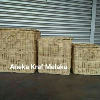 Bakul Bertutup / Bakul Dobi / Laundry Basket Rattan | Shopee Malaysia