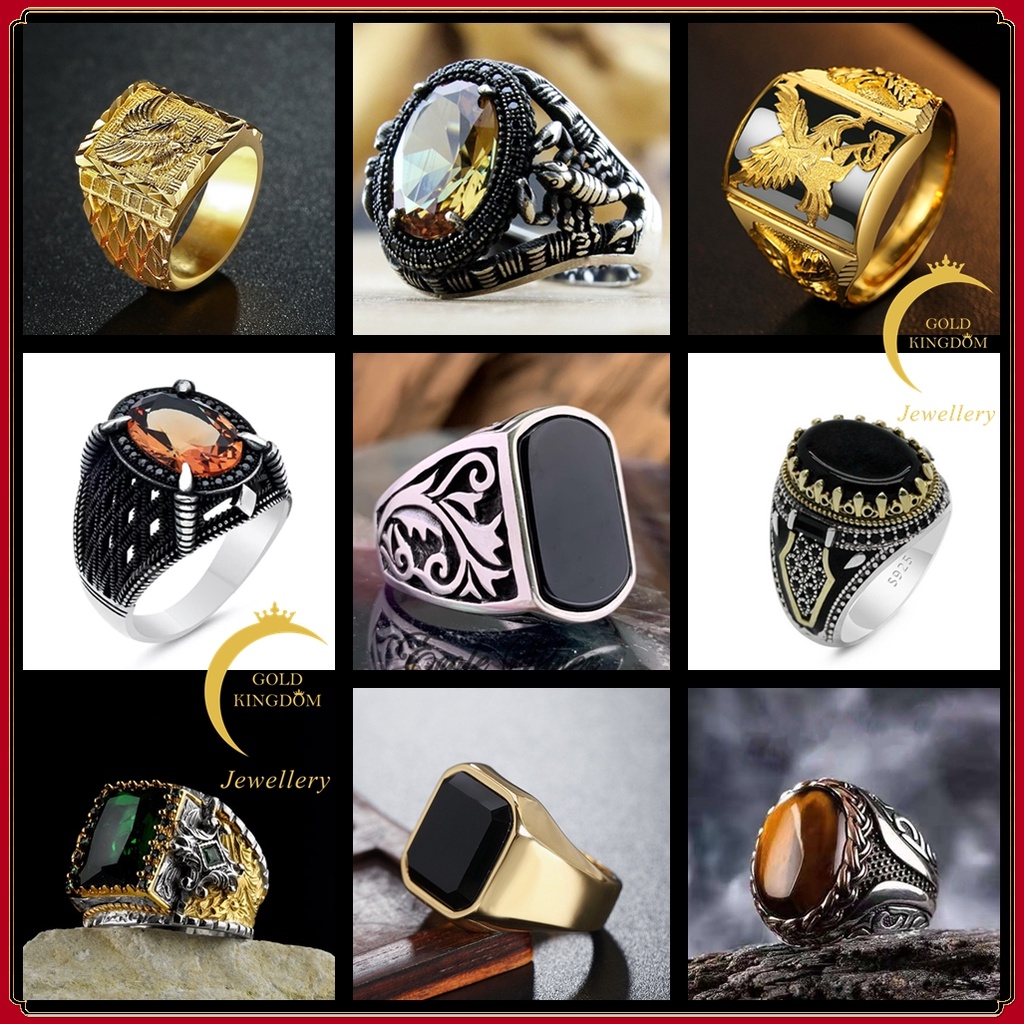 Goldkingdom 50 Designs Cincin Lelaki Stainless Steel Gold Titanium ...