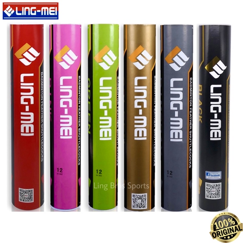 Ling-Mei Shuttlecocks (Red Pink Green Golden Dimgray Black) 100% ...