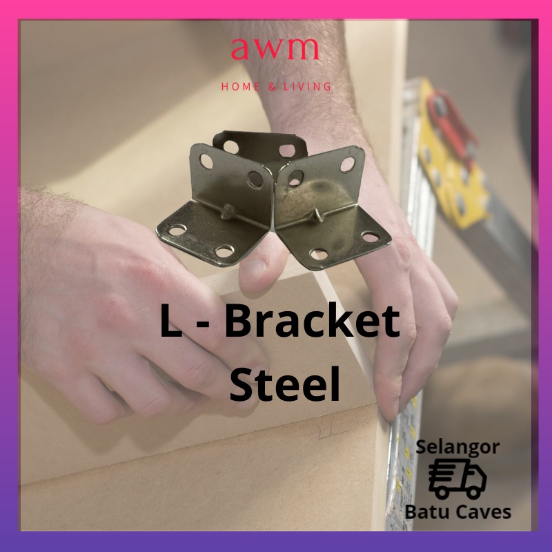 AWM L Bracket Steel 32mm x 23mm THICKN besi L Shaped Right Angle Corner ...