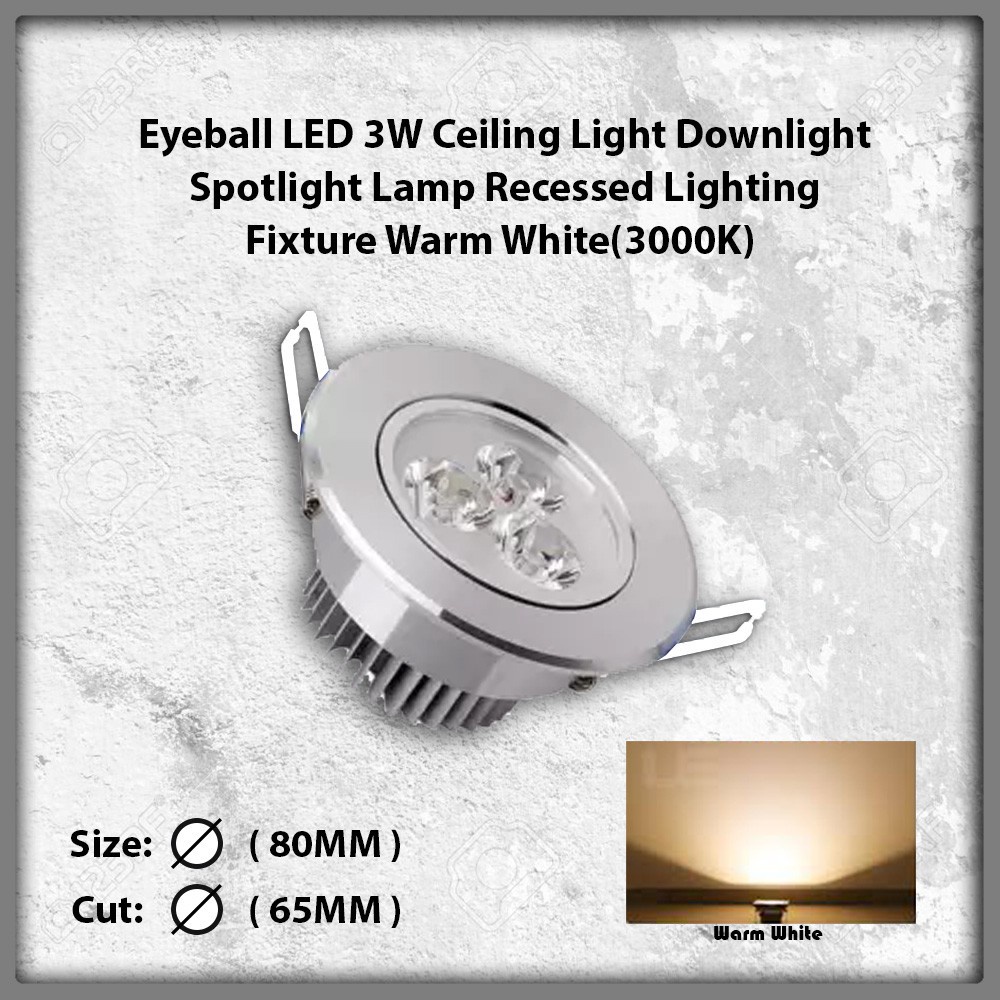 Eyeball LED 3W Ceiling Light Downlight Spotlight Lamp Recessed Lighting ...
