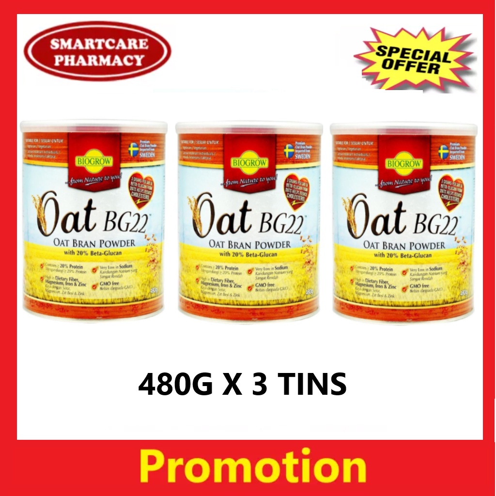 Biogrow Oat BG22 Oat Bran Powder 480g X 3 TINS | Shopee Malaysia
