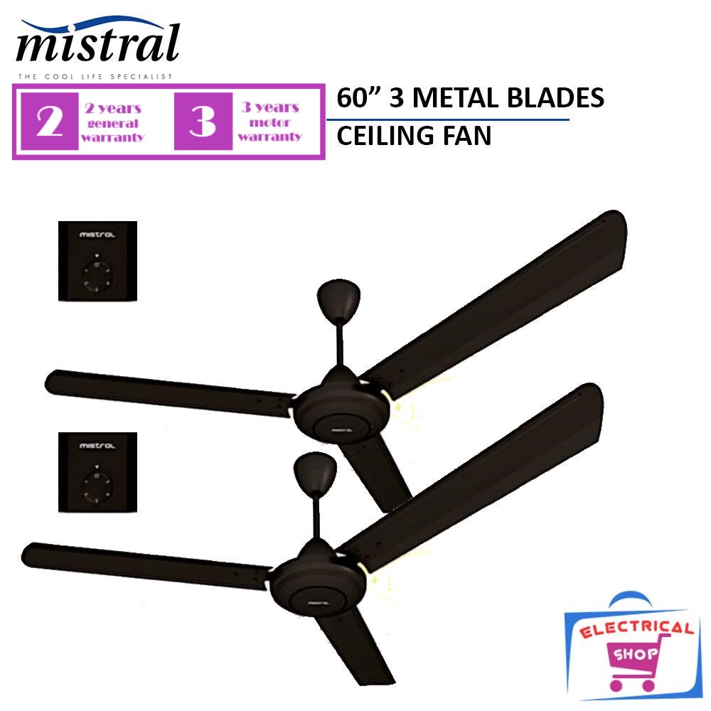 Mistral Ceiling Fan With 5 Speed Regulator Twin Pack - Black MCF60LE ...