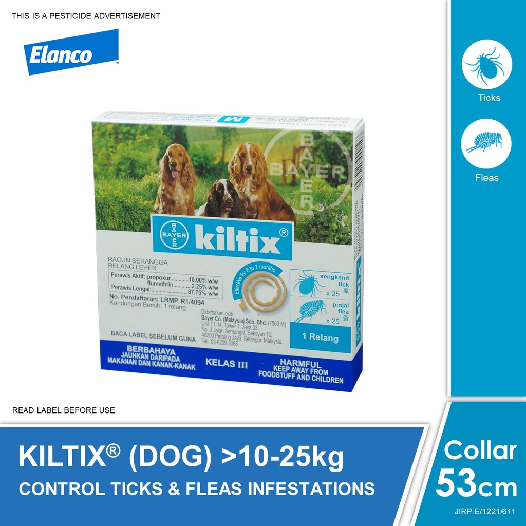Kiltix Anti Tick Flea Collar - Size M | Shopee Malaysia