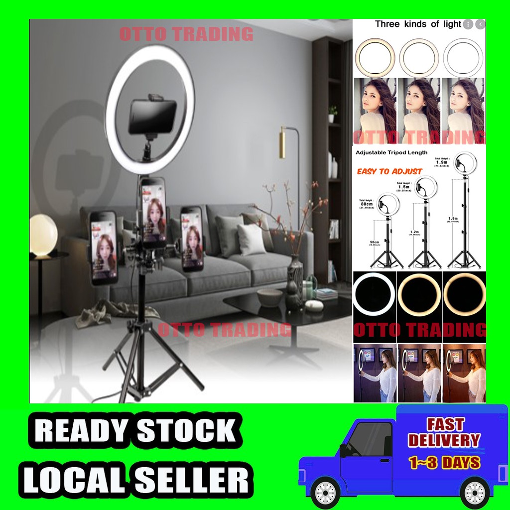 Otto-26CM(10 inches) 3D LED selfie ring light with 210cm tripod and ...