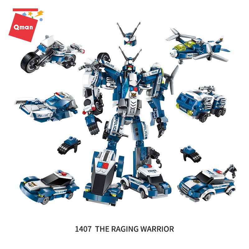 QMAN Building Block 518pcs NO.1407 1414 1416 Bricks Toys 6 In 1 Robot Transforming Construction ...