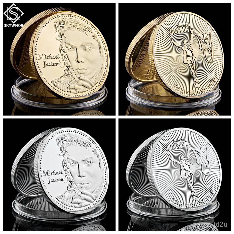Young Michael Jackson Gold Plated Coins Metal Commemorative The King Of ...