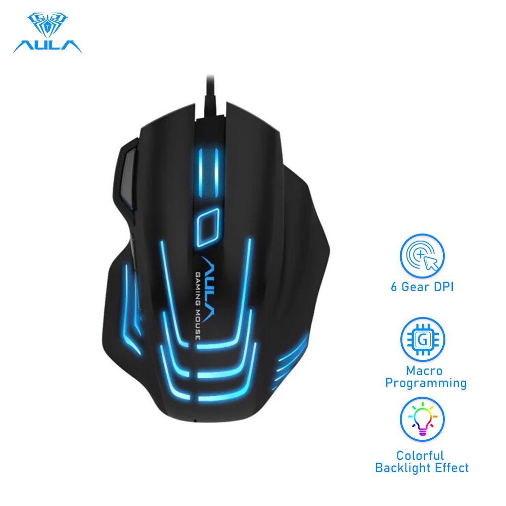 AULA S18 Gaming Mouse with 7 Customized Marco Keys Balancing Weight 6 ...