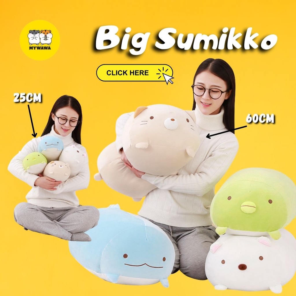 60cm Kawaii Polar Bear Plushie Cat Pillow Sumikko Bolster Stuffed Toy ...