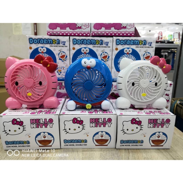 Rechargeable Hello Kitty Doraemon Cartoon Desk Fan Table Fan | Shopee ...