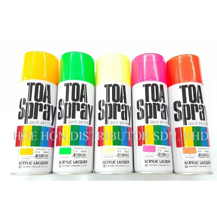 TOA Spray Paint Fluorescent Yellow, Orange, Red, Pink, Green | Shopee ...