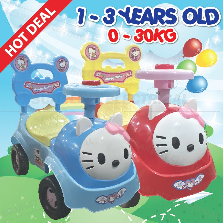 (HONK) 1-3 Years Old Kids Ride On Car Hello Kitty with Safety Back Rest ...
