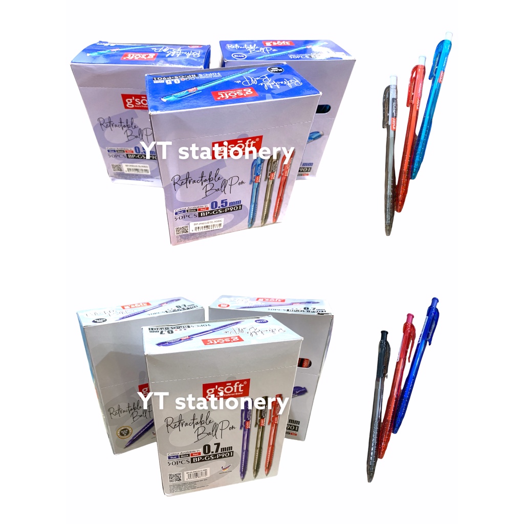 Gsoft Retractable Ball Pen ( 0.5mm / 0.7mm) P901 (50PCS PER BOX ) | Shopee Malaysia