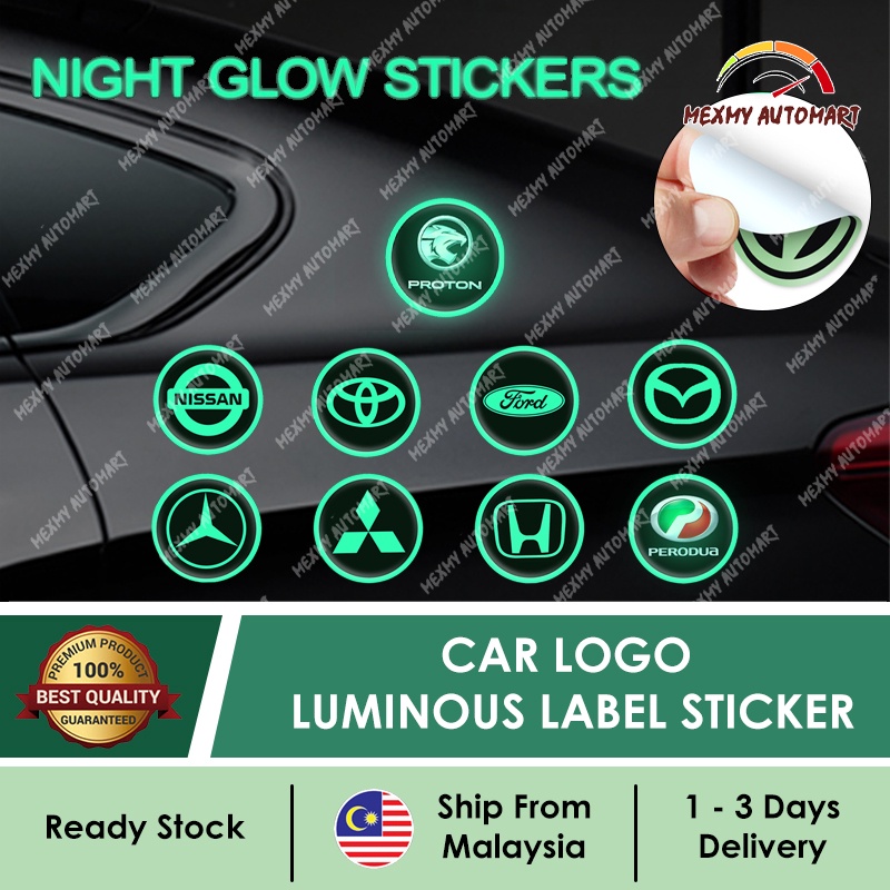 Car Logo Reflective Luminous Label Warning Sticker Creative Rear Window ...