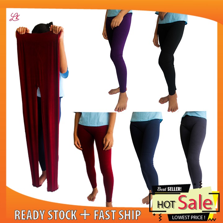 ( HARGA BORONG ) LEGGING MUSLIMAH PLAIN COTTON SUPER STRONG ELASTIC ...