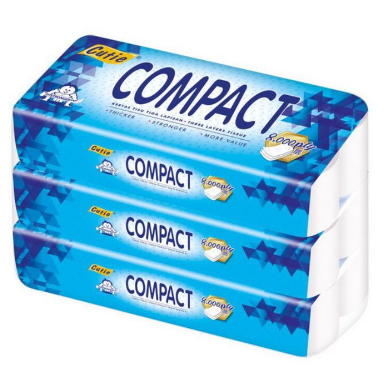 Cutie Compact 8000 PLY Bathroom Tissue (3ply) 3PK x 10 rolls | Shopee Malaysia