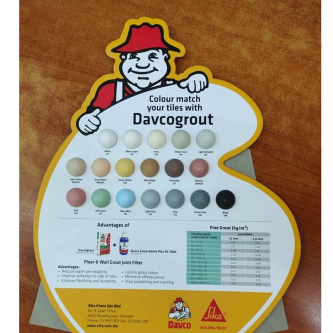 [DAVCO] 3.5 Kg Color Tiles Grout/ Simen untuk joint Jubin Mosaic (Ivory ...