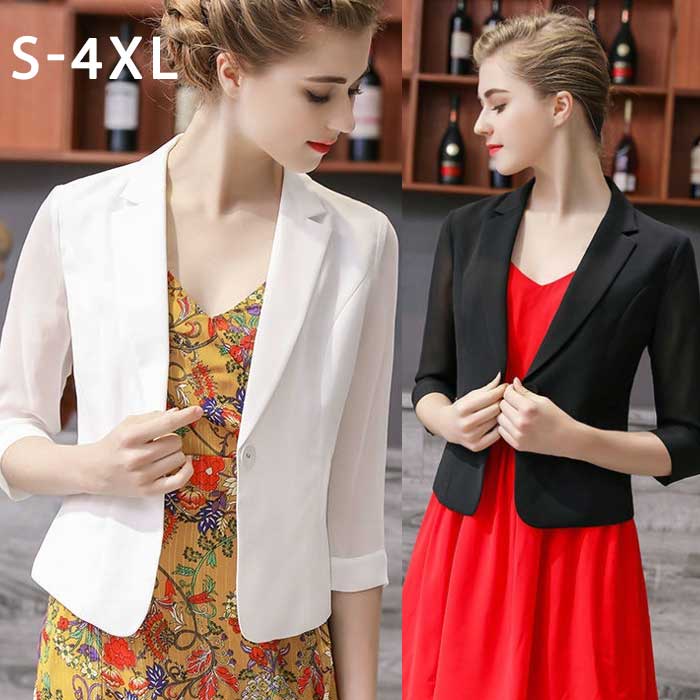 Fashion Blazer Women Lady Slim Short Blazer Jackets Suit Office Formal ...