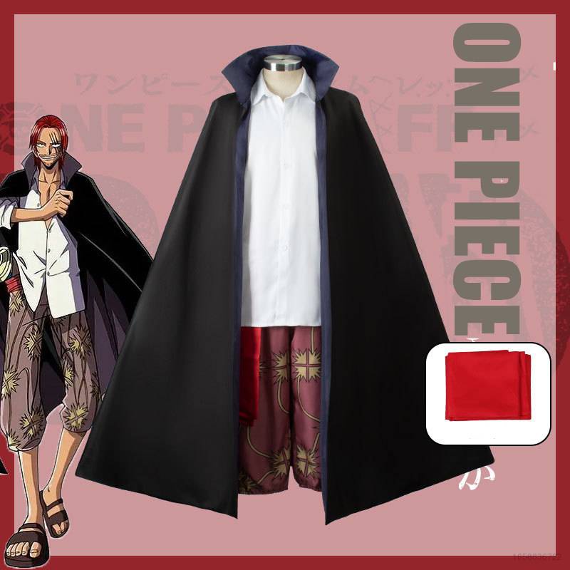 AG ONE PIECE Shanks Cosplay Long Sleeve Shirt Cloak Pants Costume Set ...