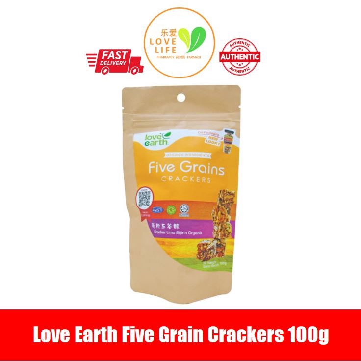 Love Earth Organic 5 Five Grain Cracker Crackers 100g (five grains ...
