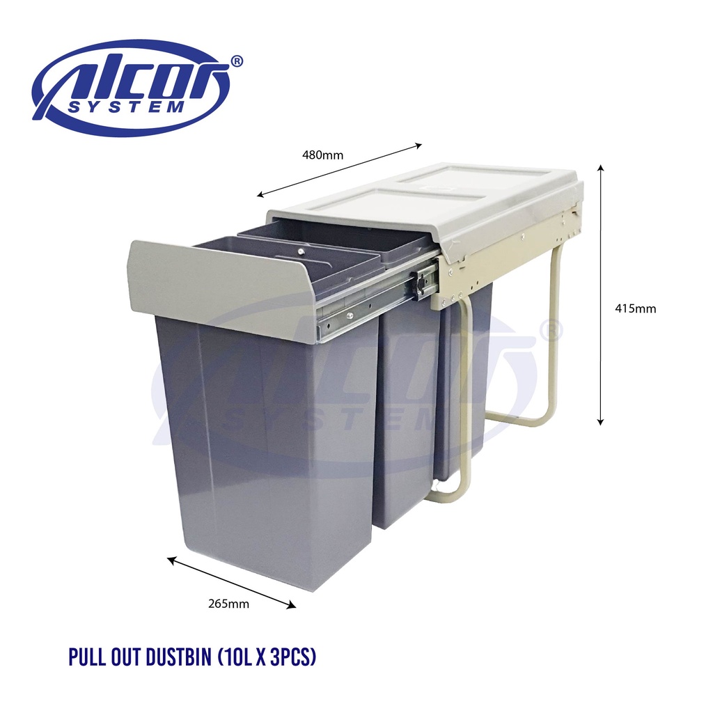 Alcor System Pull Out Dustbin / Kitchen Organizer/ Hidden Dustbin ...