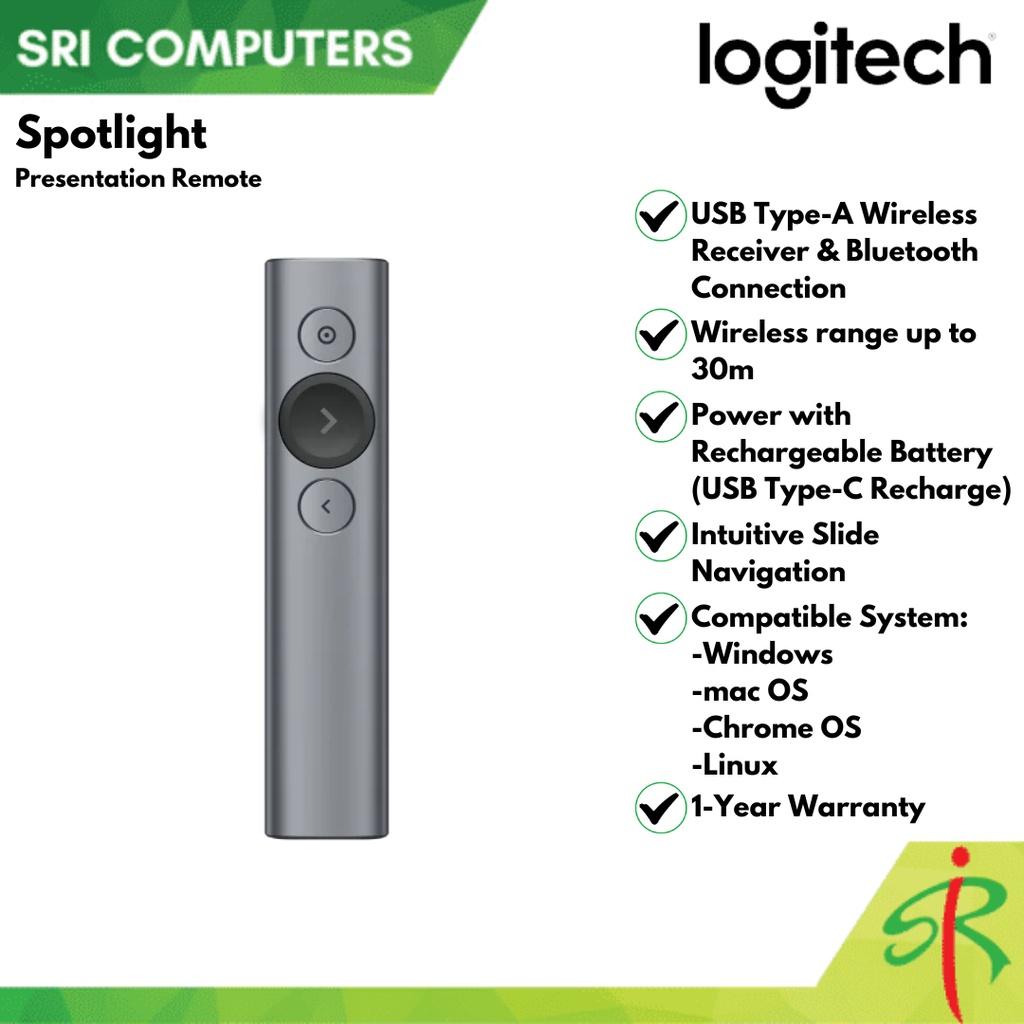 Logitech Spotlight Advanced Wireless Presentation Remote | Shopee Malaysia