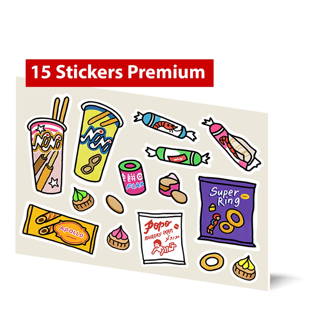 Sticker Jajan, 15 Pelekat Premium Nostalgia Snacks: Super Ring / Popo ...