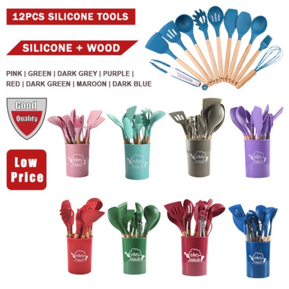 12Pcs Cooking Tools Silicon Tools Cookware Set Silicon Utensils Kitchen ...