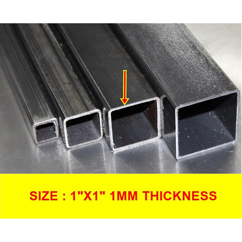 MILD STEEL (BESI) SQUARE HOLLOW (TEBAL 1.0MM+- ) (SIZE 1X1") | Shopee ...