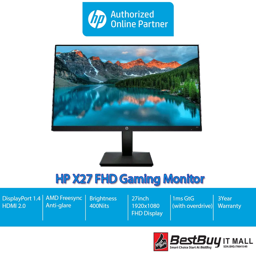 HP X27 FHD Gaming Monitor - AMD FreeSync, IPS FHD, 165Hz Refresh Rate ...