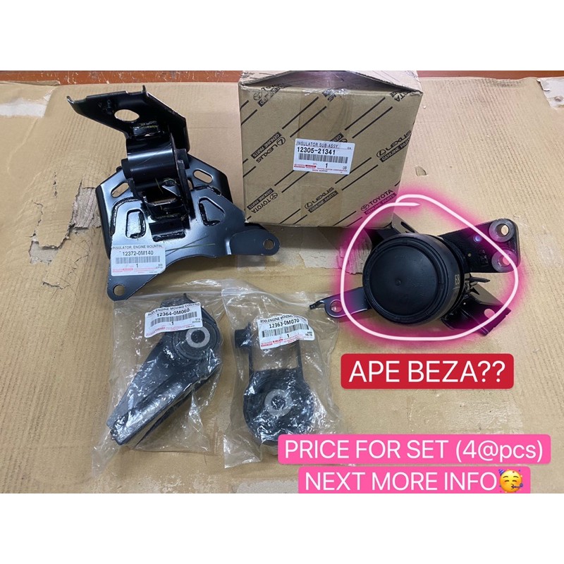 ORIGINAL TOYOTA VIOS NCP150 1.5 AUTO (2014-2016) ENGINE MOUNTING SET (4 ...