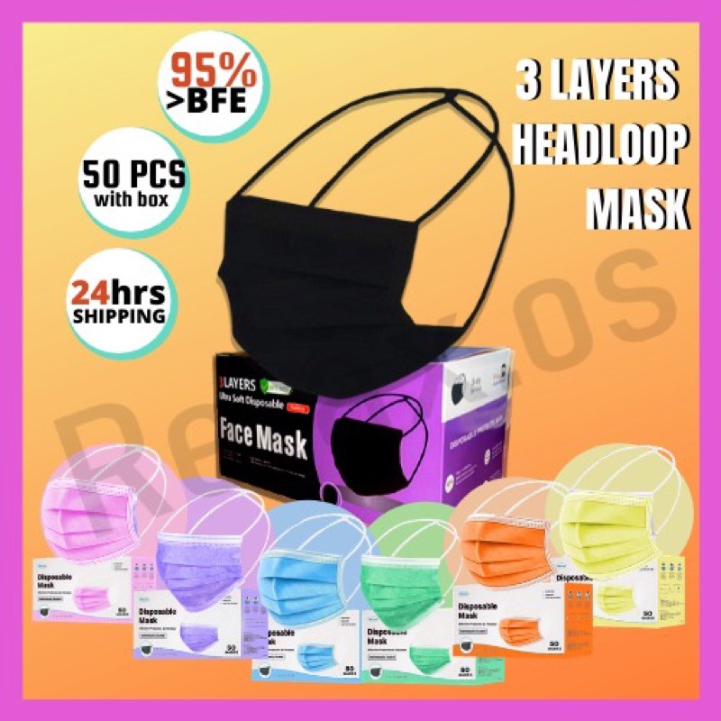 Head Loop Hijab Mask Headloop Mask 3Ply Face Mask 3 ply 50pcs Hijab ...