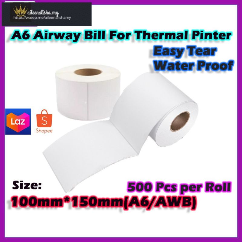A6 Thermal Roll AWB Roll Label Printer 4x6 Shipping Thermal Sticker ...
