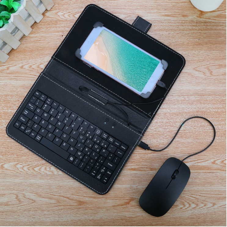 STOCK Portable Type-C/Micro-Usb Wired Keyboard Mouse Set With Leather ...