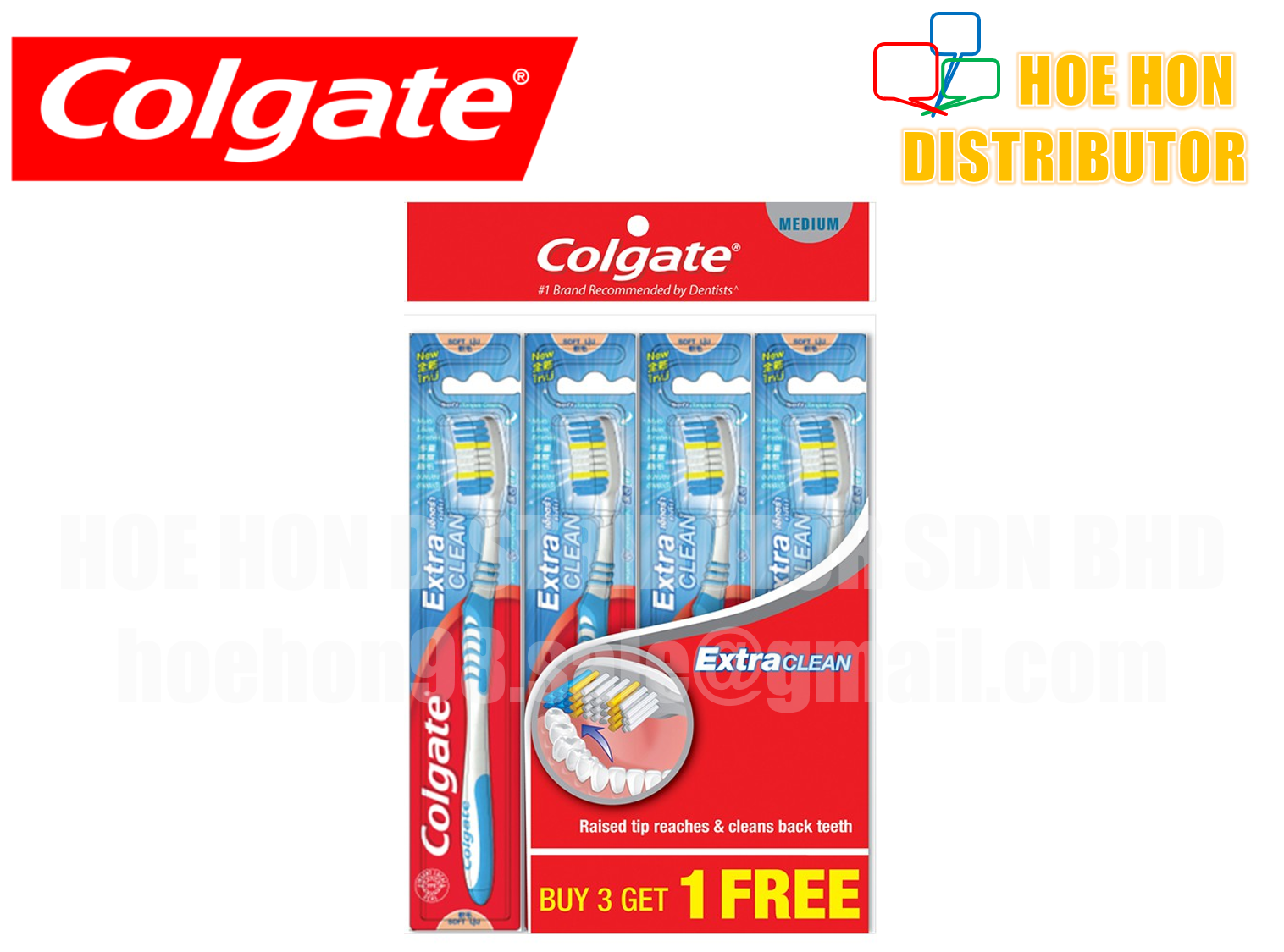 Colgate Extra Clean Toothbrush Buy 3 Free 1 Value Pack (Medium Britsle ...