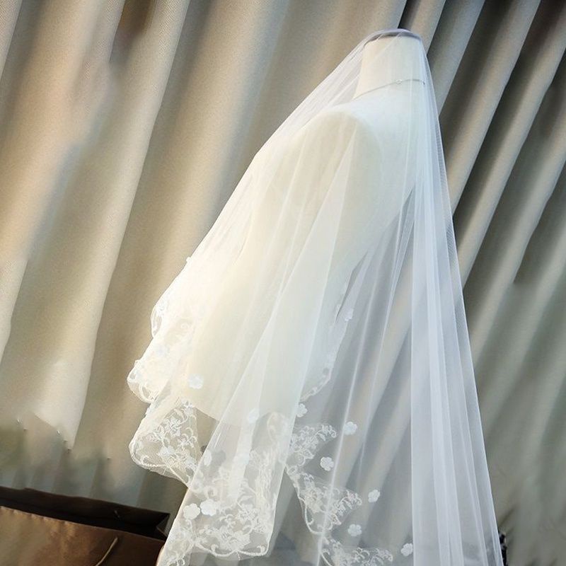 1.5meter / 3meter veil bridal white lace one layer, long veil pengantin ...