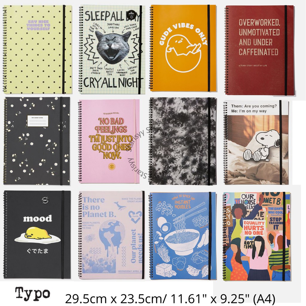 TYPO Books A4 Spinout Notebook Recycled Buku Nota Cantik typo book ...
