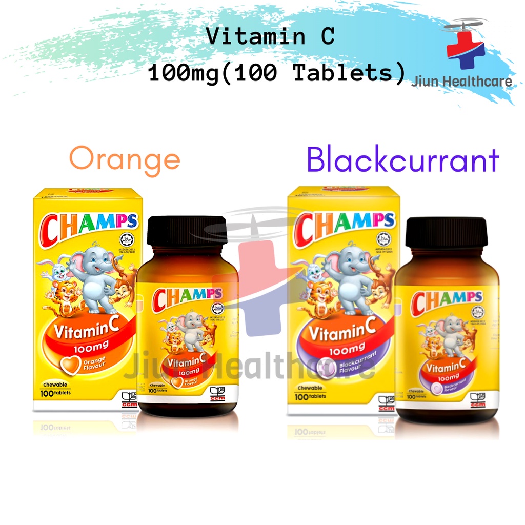 Champs Chewable 100mg Vitamin C Orange/Blackcurrant Flavour (100 ...