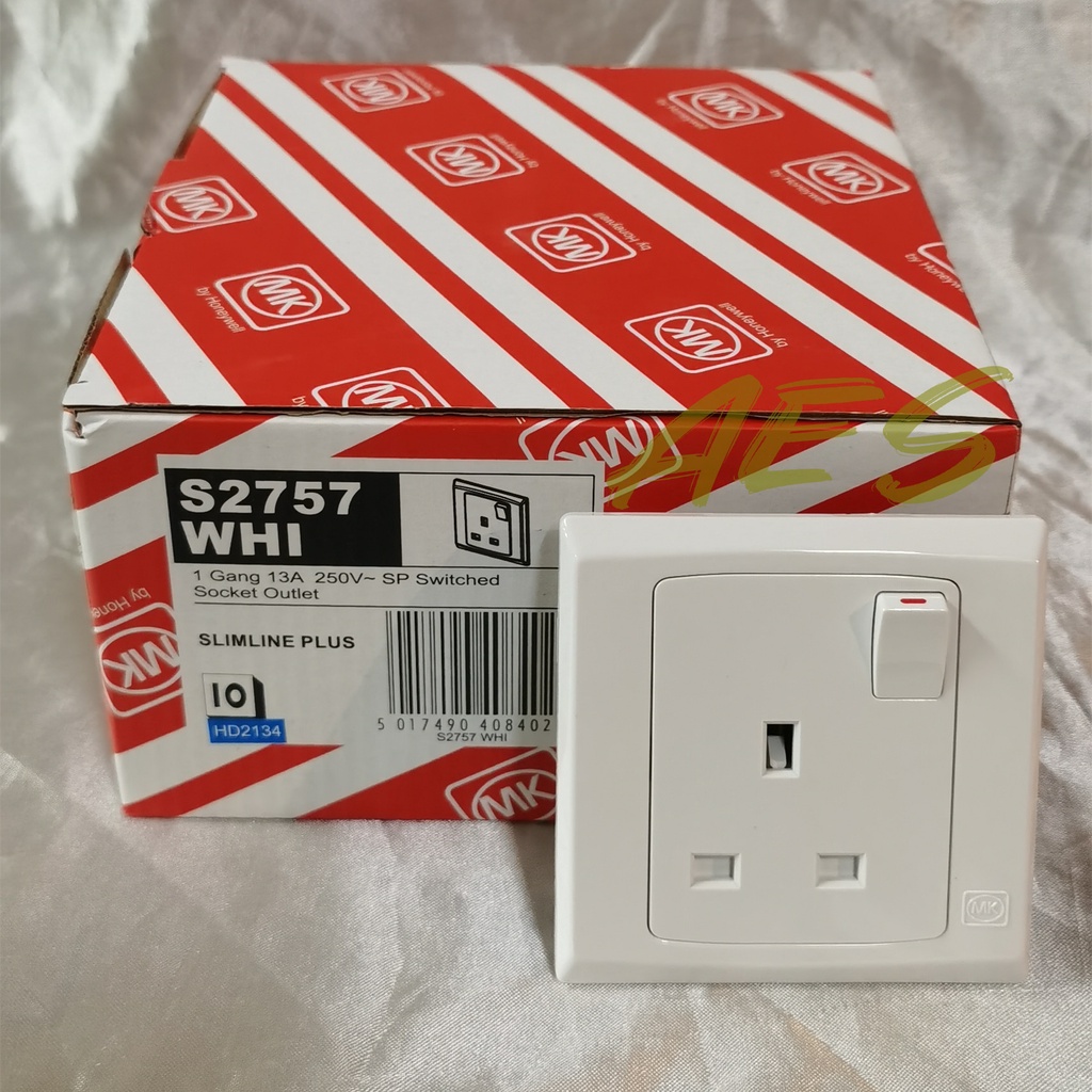 MK SLIMLINE PLUS 13A 1GANG SWITCH SOCKET OUTLET (S2757 WHI) | Shopee ...