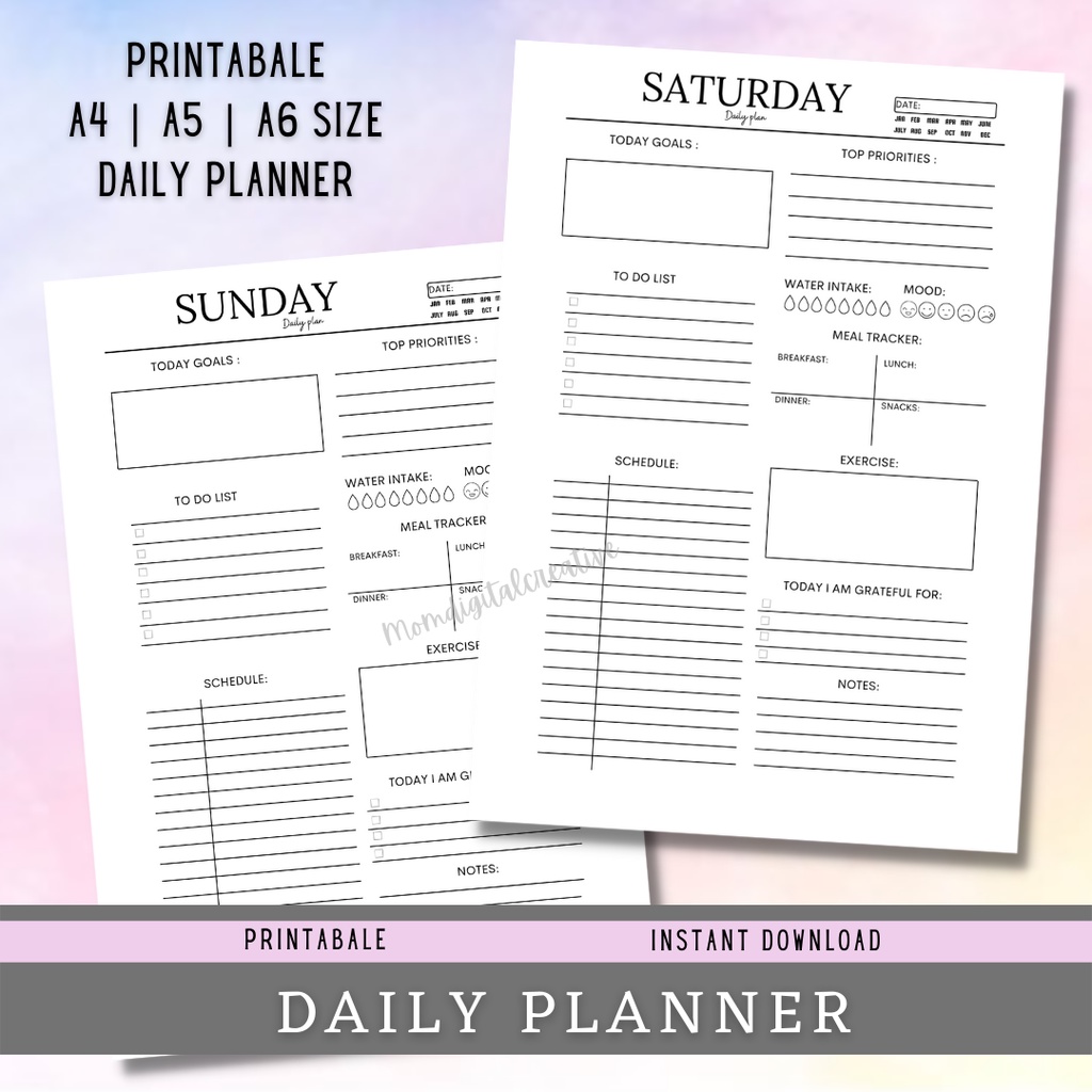 [PDF] Daily Planner Printable, Daily Planner,Day Planner,Daily Schedule ...
